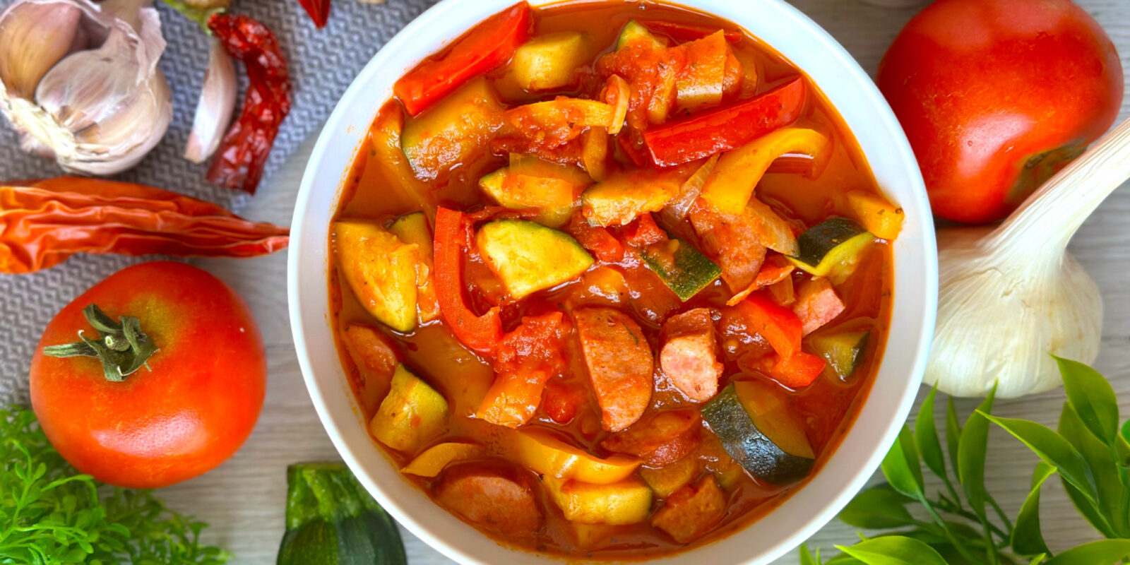 Leczo z cukinią i kiełbasą - NaszPrzepis - sprawdzone przepisy